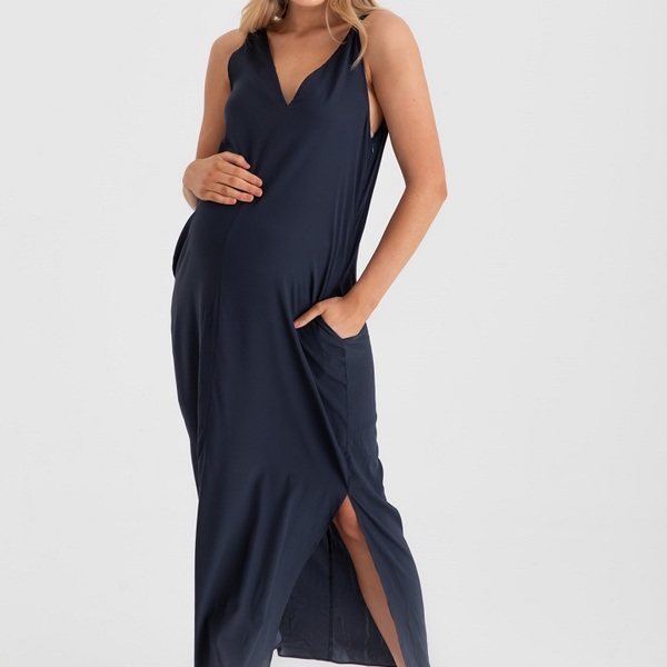Indie Silk Maternity Dress - Navy - Maternity